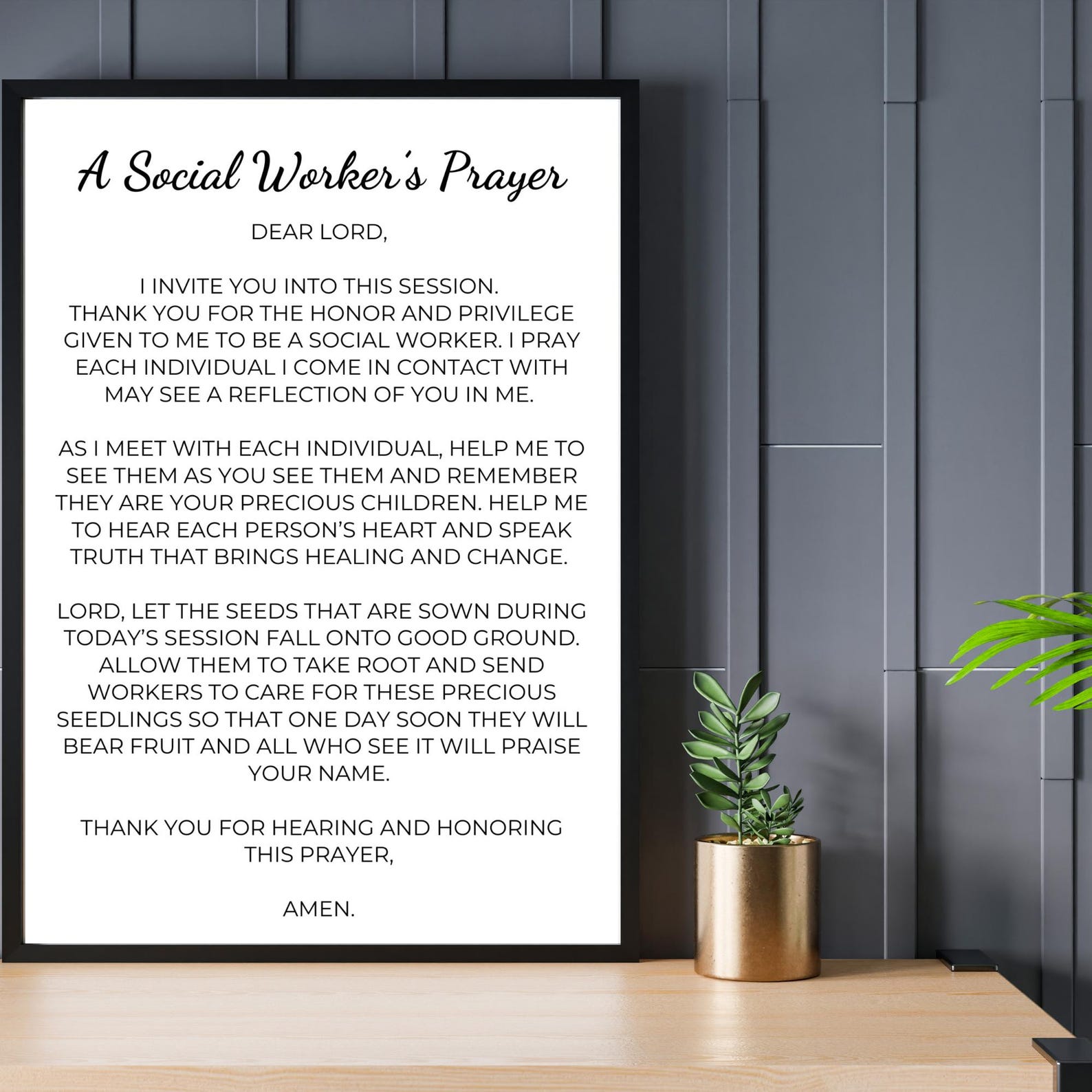 Social Worker Prayer Printable Christian Office Decor for Therapists ...