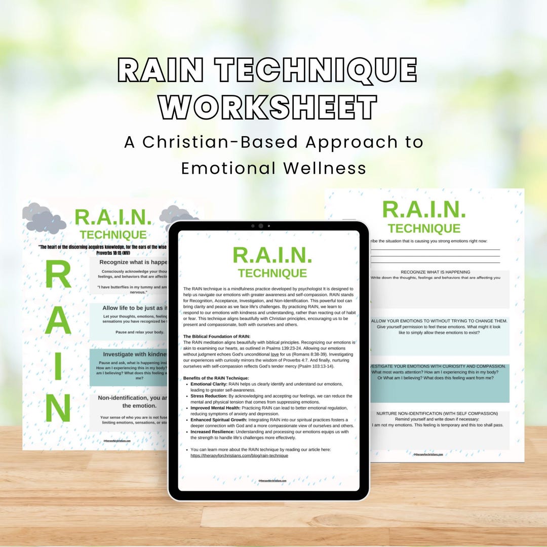 Christian RAIN Technique Worksheet for Emotional Healing Faith Based ...