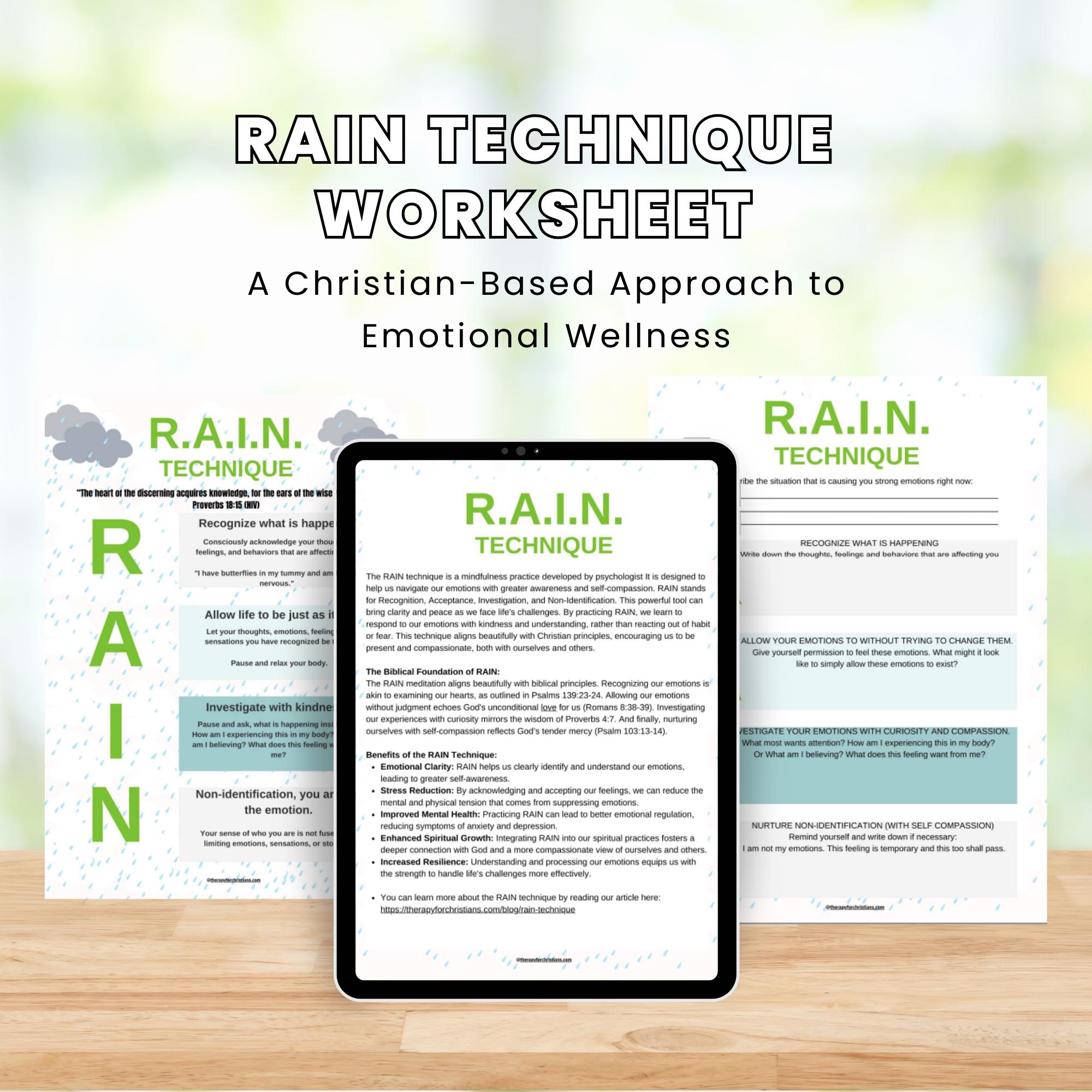 Christian RAIN Technique Worksheet for Emotional Healing Faith Based ...