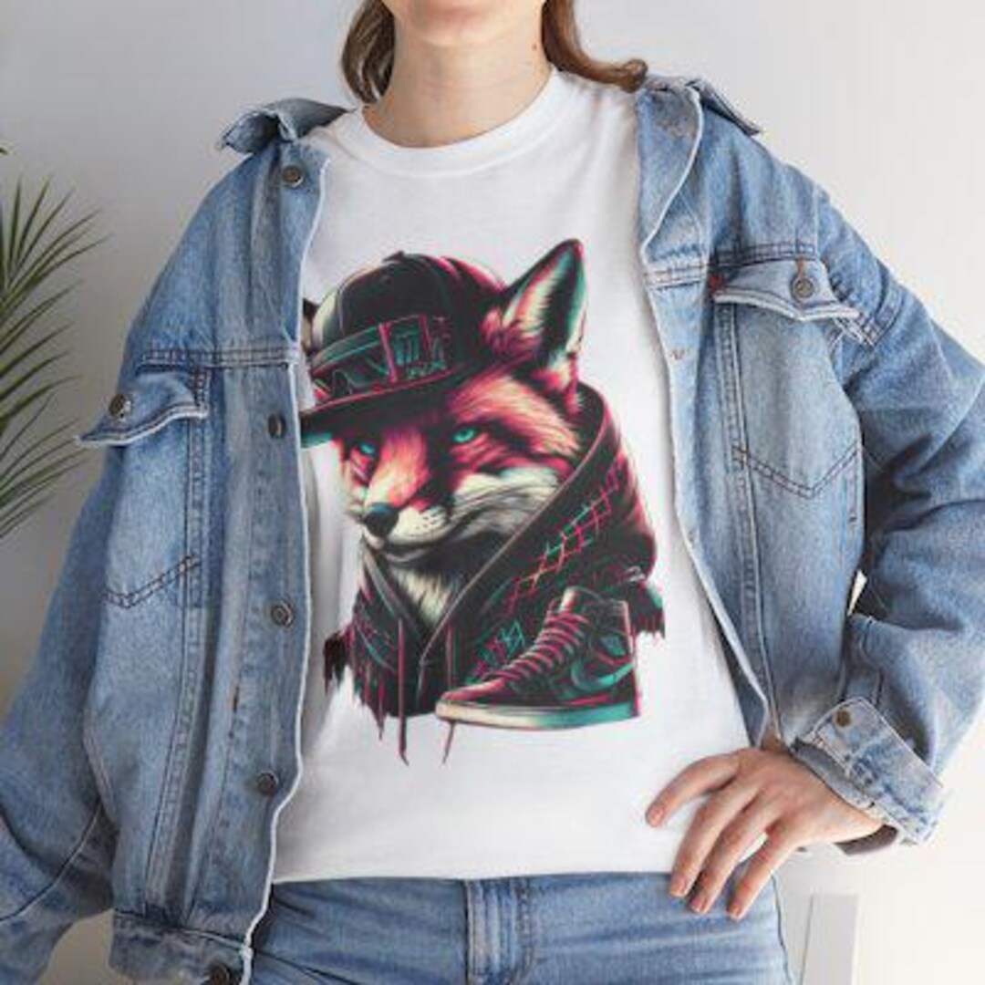 Futuristic Cyberpunk Fox Digital Design | Neon Streetwear Fox Art ...