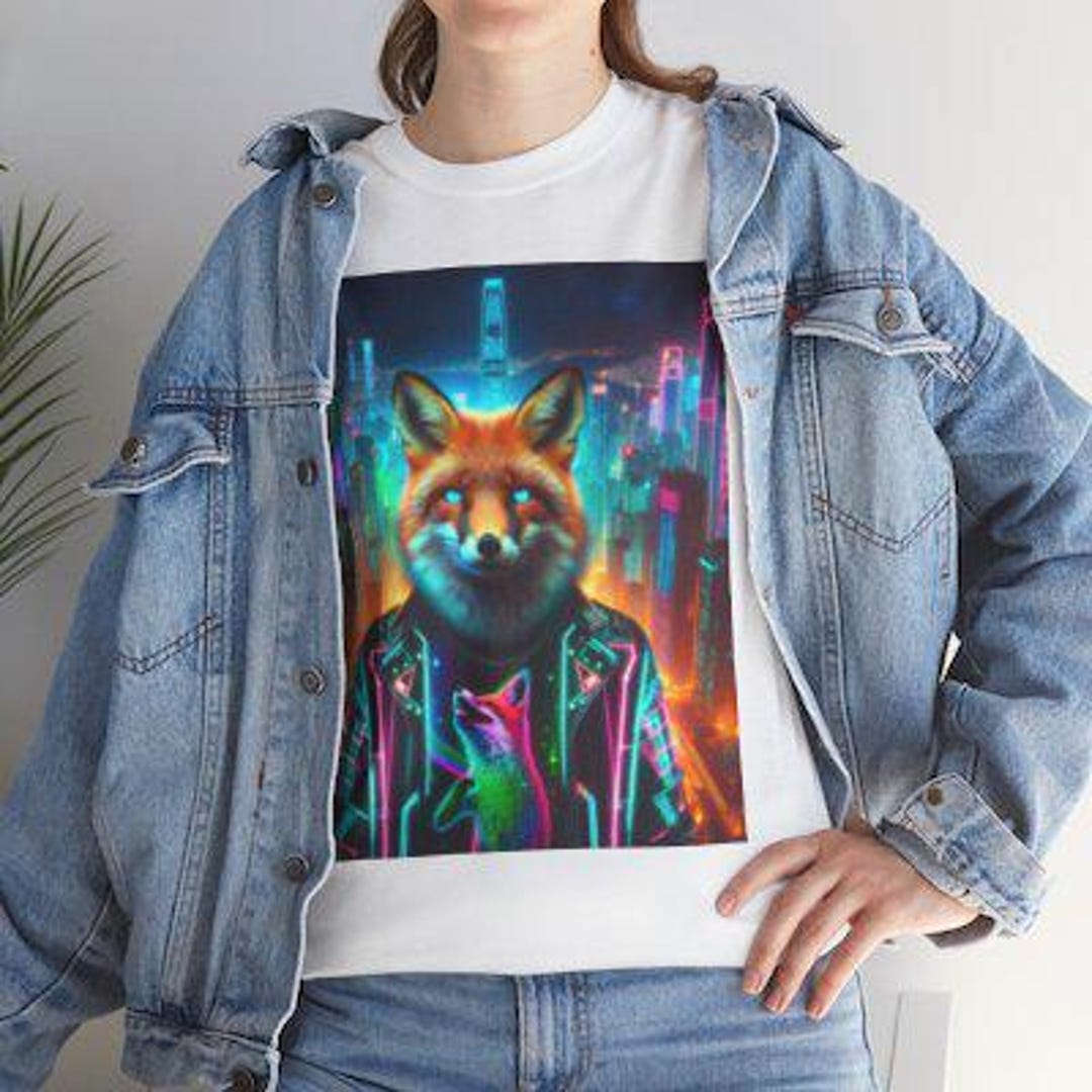 Funky Cyberpunk Fox | Neon Fox With Glowing Jacket | Futuristic Sci-fi ...