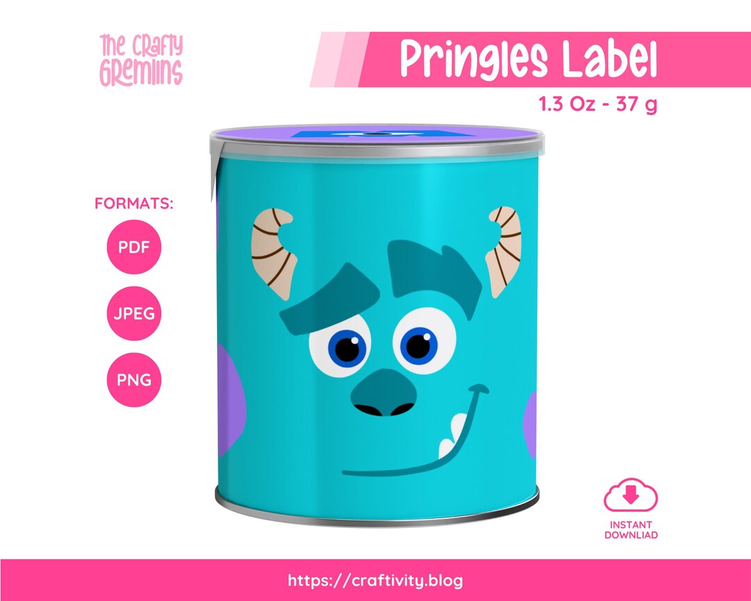Sulley Pringles Can Label Template | Monster Inc Editable Wrapper ...