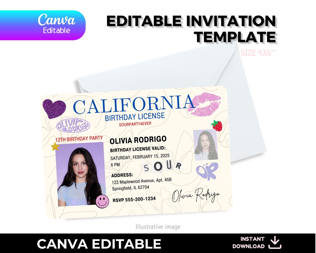 Birthday Invitation Canva | Editable Template | 4x6" | Instant Download ...