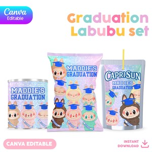 Graduation Party Labubu Set | Kool-aid Juice Pouch Label, Pringles Can ...