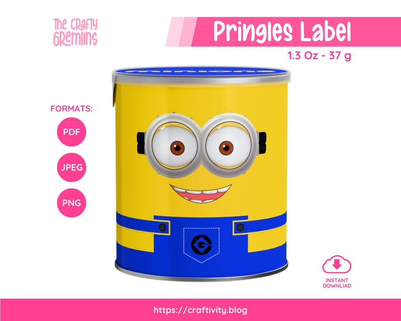 Minions Pringles Can Label Template | Editable Digital Wrapper Download ...