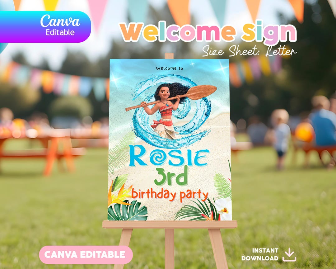 Editable Welcome Sign | Canva Template | 3 Sizes | Moana | Moa-01 | Moa ...
