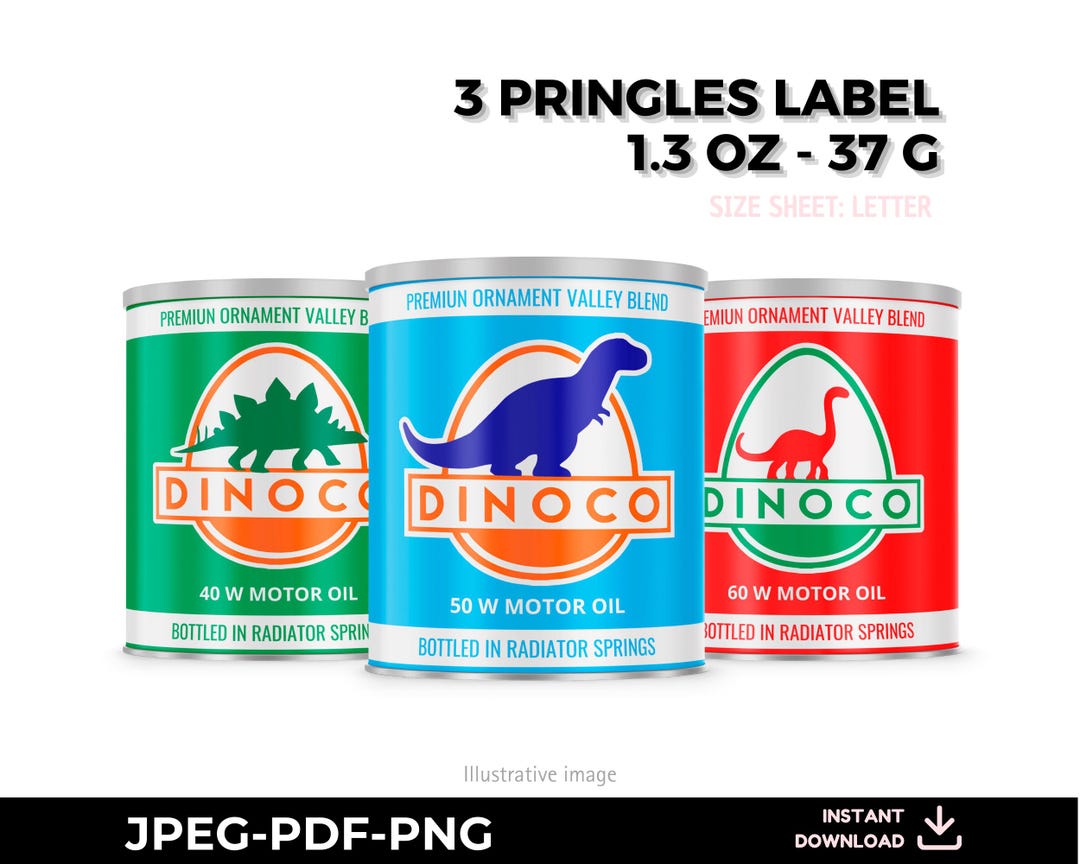 Pringles 1.3 Oz / 37g Can Label Printable PDF, PNG & JPEG Files Dinoco ...