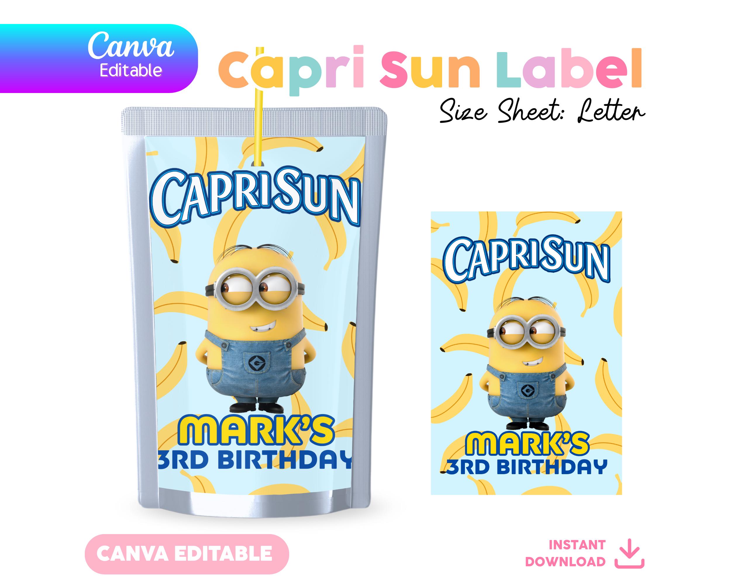 Capri Sun Label | Canva Editable | Juice Pouch Label | Minions - Etsy