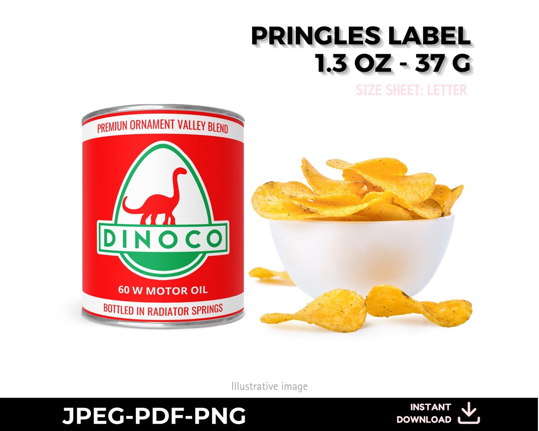 Pringles 1.3 Oz / 37g Can Label Printable PDF, PNG & JPEG Files Dinoco ...