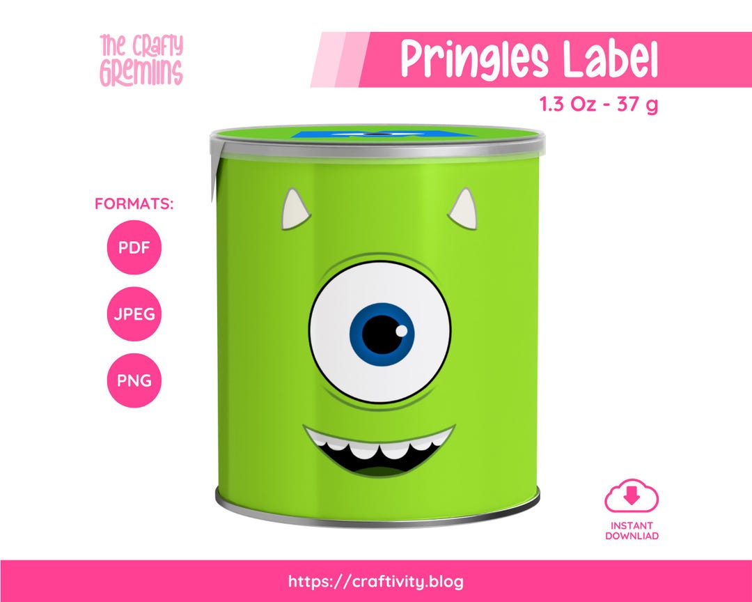 Mike Wazowski Pringles Can Label Template | Monster Inc Editable ...