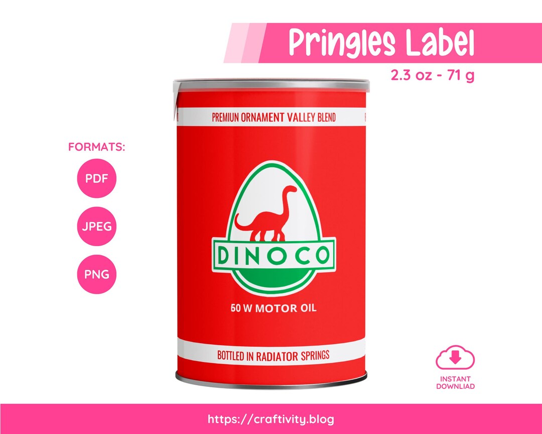Pringles Can Label | 2.3 Oz 71g | Dinoco Party Favors | Editable ...