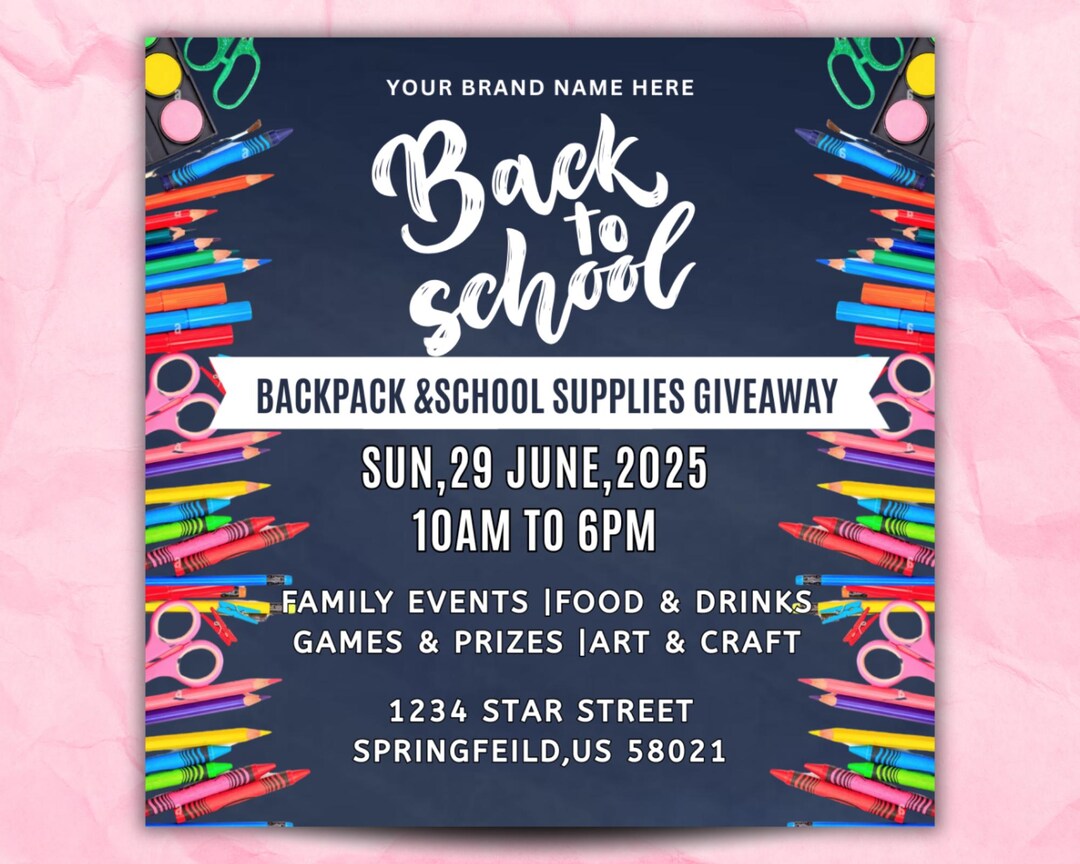 Back to School Flyer, Back to School Supplies Giveaway Flyer, Back 2 ...