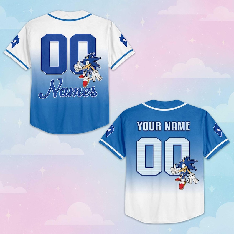 Custom Sonic the Hedgehog Baseball Jersey, Personalized Sonic Baseball ...