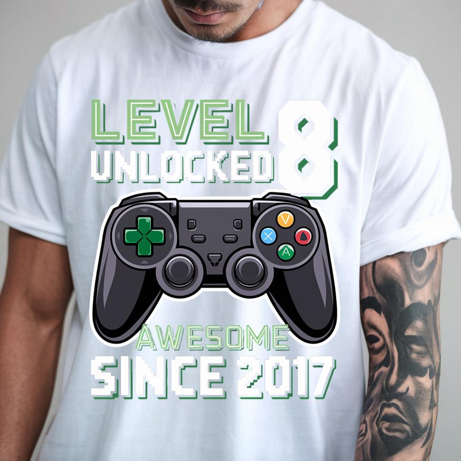 8th Birthday Boy Level 8 Gamer Png, 8 Year Video Game Party T-shirt Png ...