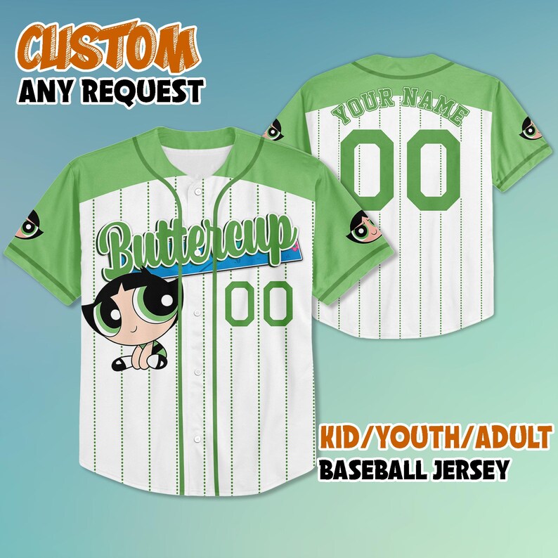 Personalized the Powerpuff Girls Buttercup Baseball Jersey, Buttercup ...