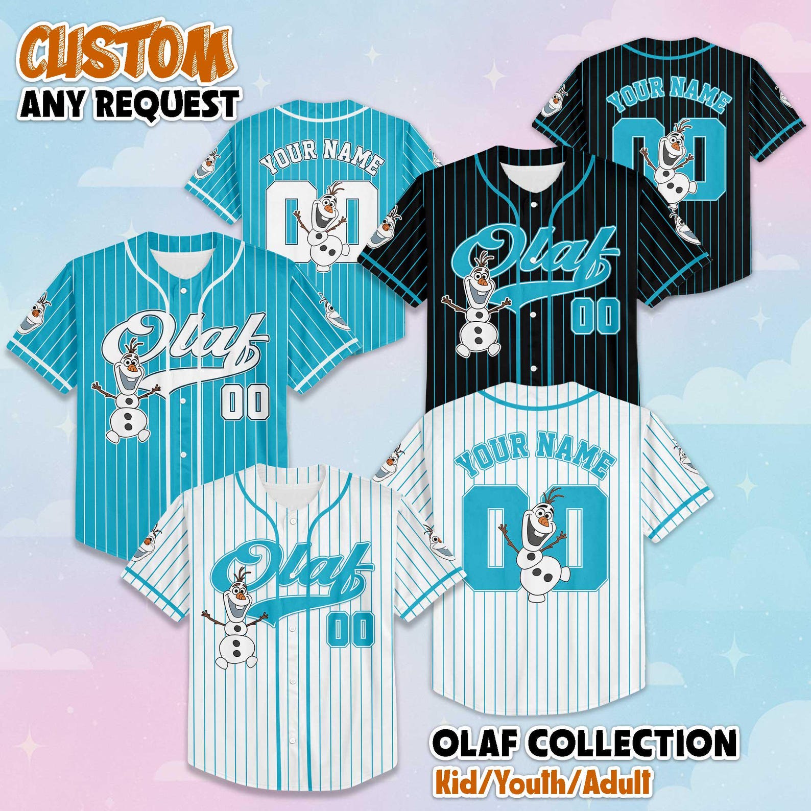 Custom Olaf Frozen Baseball Jersey, Custom Disney Olaf Shirt ...