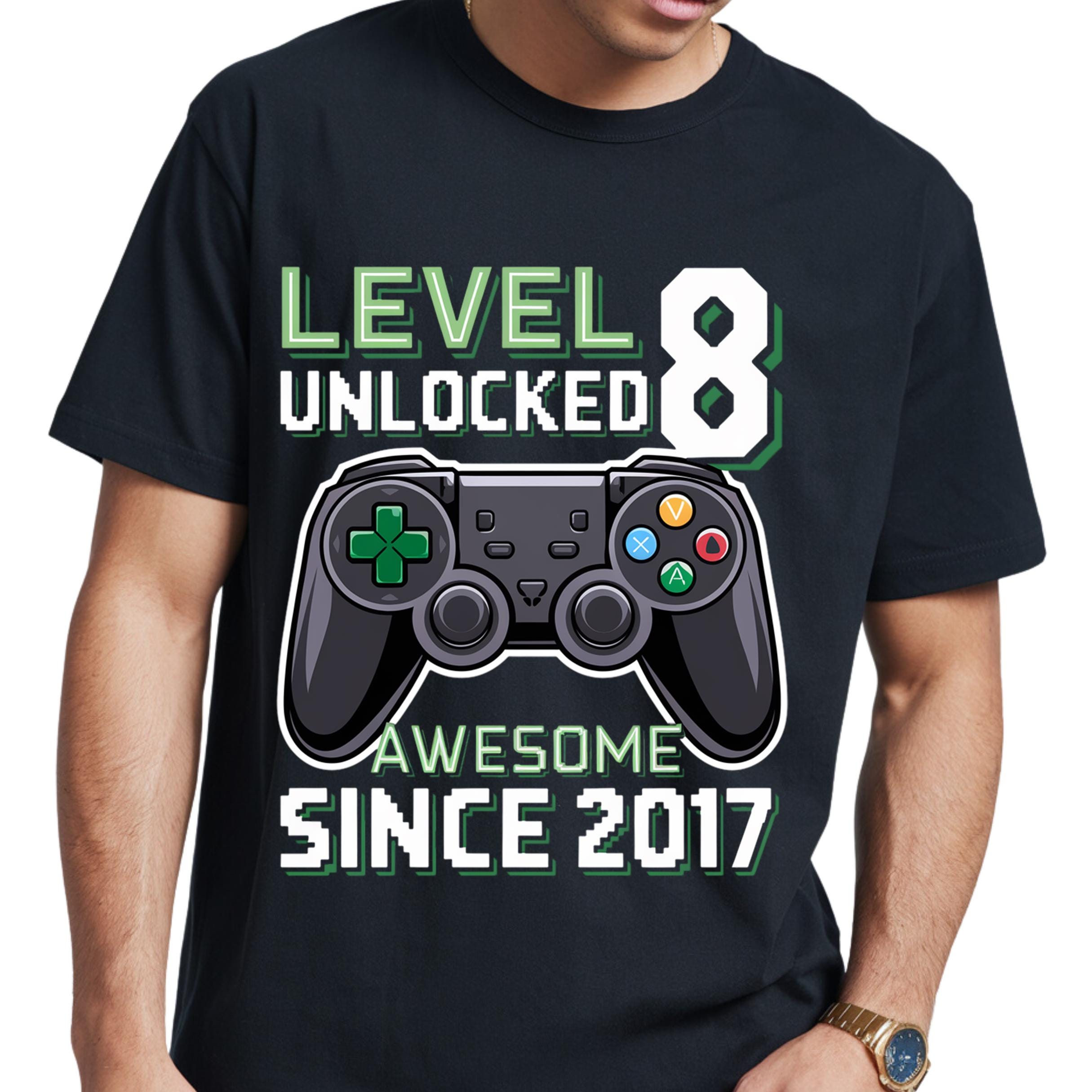 8th Birthday Boy Level 8 Gamer Png, 8 Year Video Game Party T-shirt Png ...