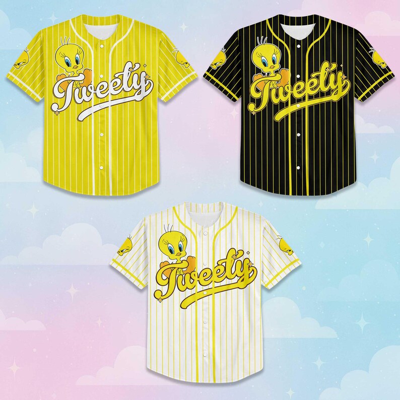 Custom Tweety Bird Baseball Jersey, Personalize Looney Tunes Jersey ...