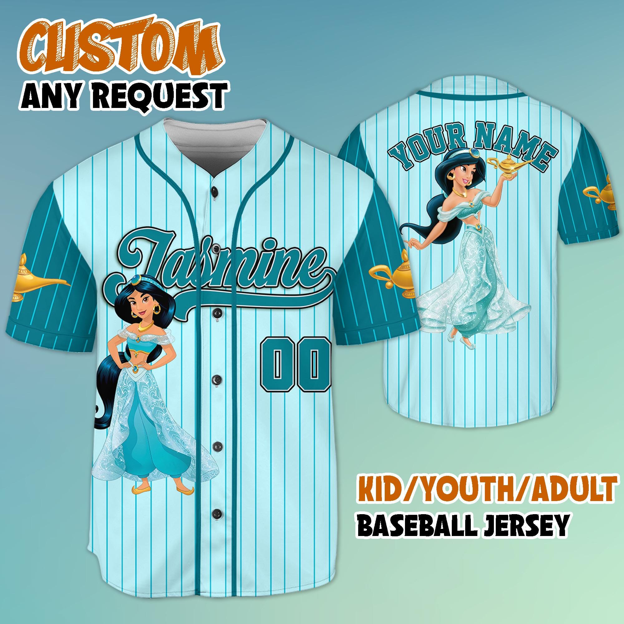 Personalized Disney Princess Jasmine Baseball Jersey, Custom Princess ...