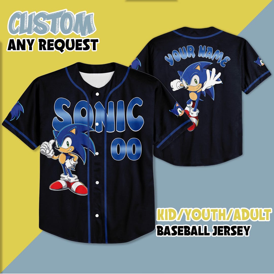 Personalized Sonic the Hedgehog Baseball Jersey, Custom Sonic Baseball ...