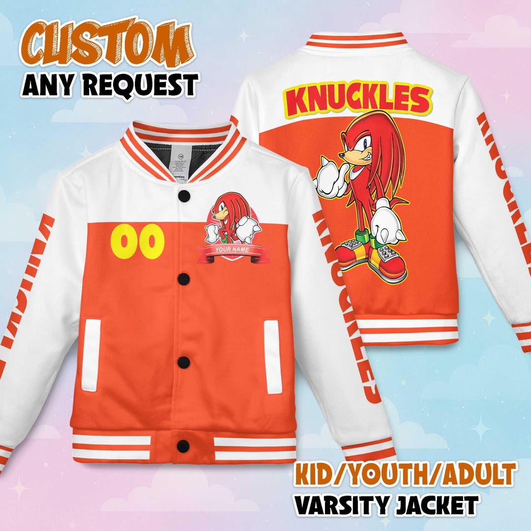 Personalized Knuckles Varsity Jacket, Sonic the Hedgehog Baseball ...