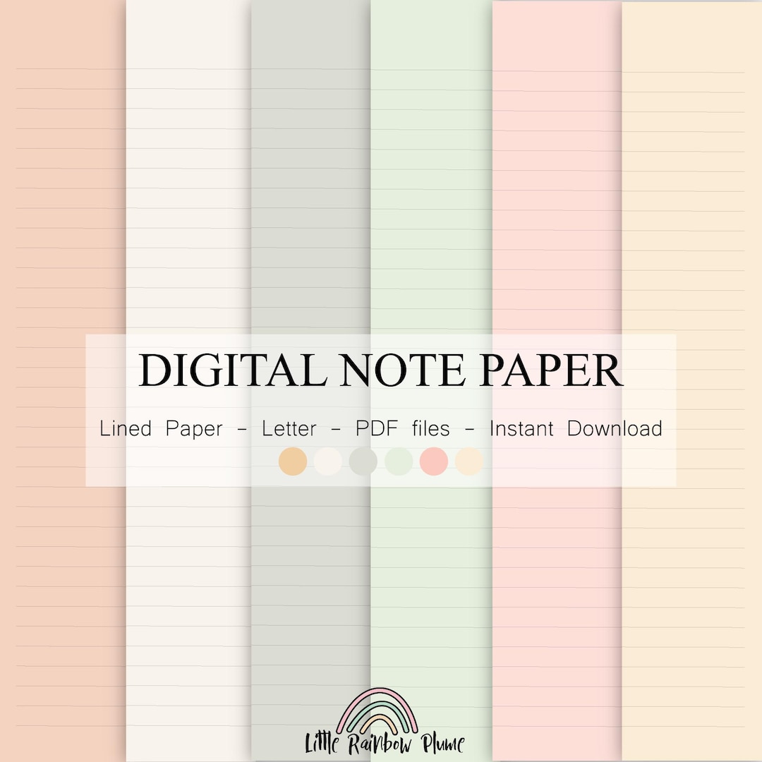 Digital Note Paper Pack, Pastel Colors, Lined Paper, College Ruled ...