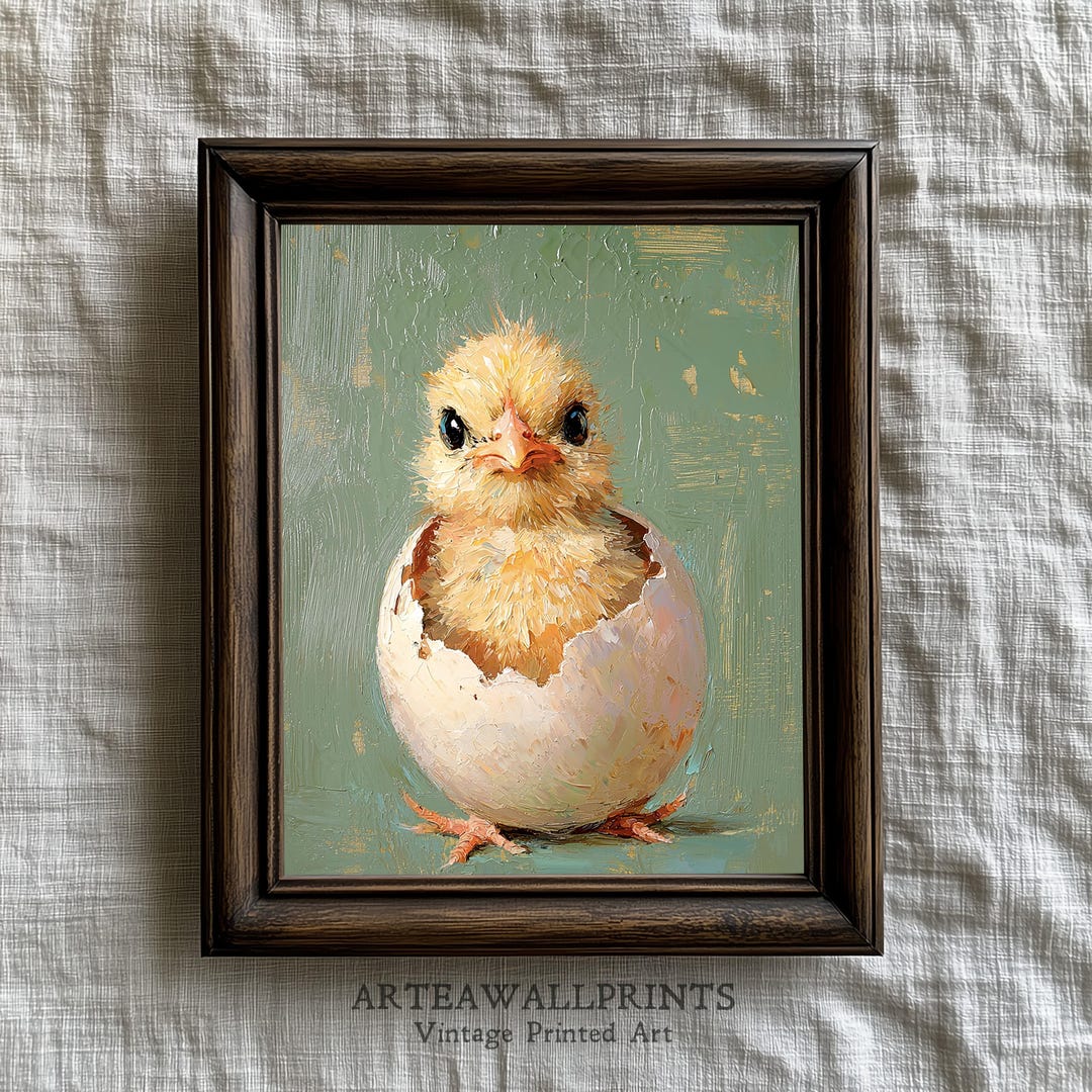 Baby Chicks Printable Painting |vintage Easter Print, Farmhouse Decor ...