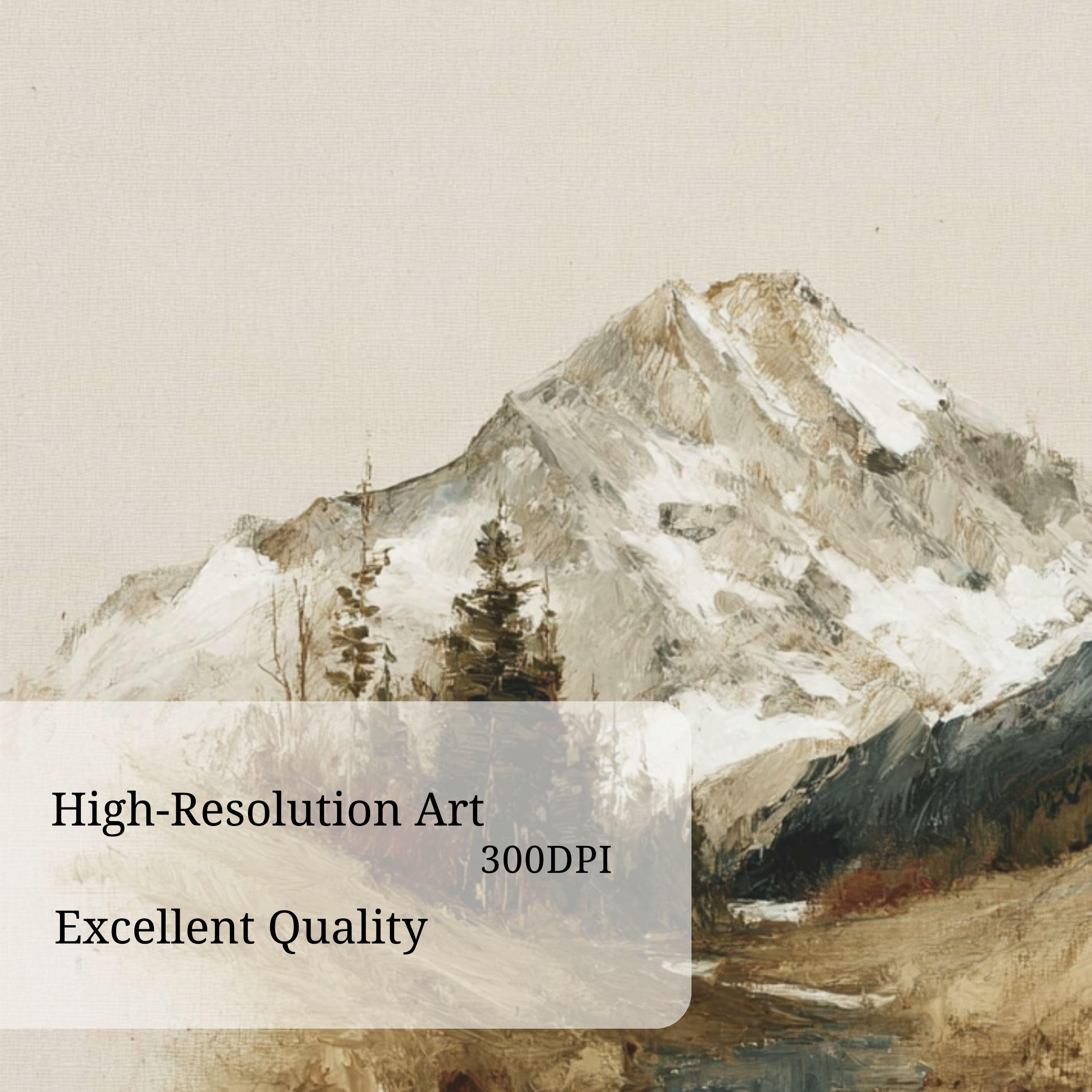 Vintage Mountain Landscape Print Snowy Alpine Wall Art (digital ...
