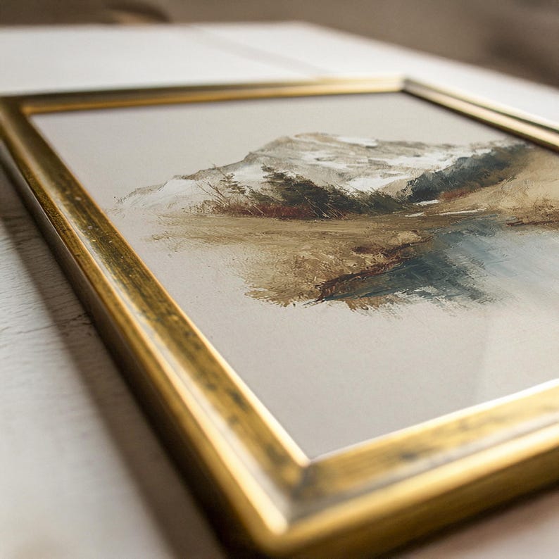 Vintage Mountain Landscape Print Snowy Alpine Wall Art (digital ...