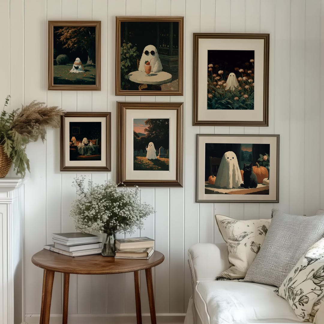 Cute Ghosts Printable Wall Art Set – Vintage Halloween Gallery – Spooky ...