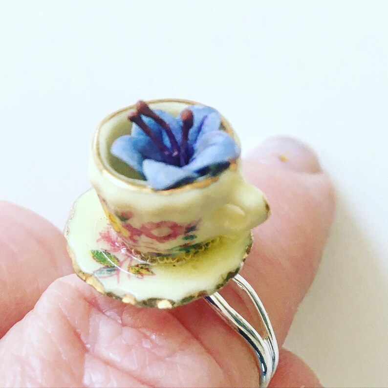 Tea Cup Ring Alice in Wonderland Tea Party choose Style - Etsy