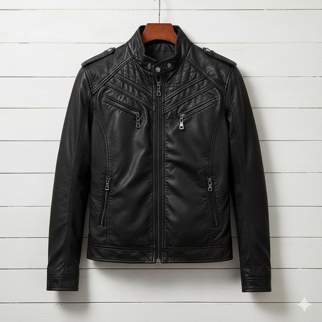 Men’s Leather Jacket Motorcycle Bomber Jackets - Etsy