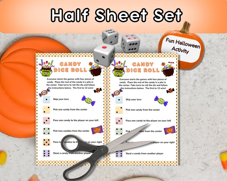 Halloween Candy Dice Game Printable: Spooky Party Activity (PDF ...