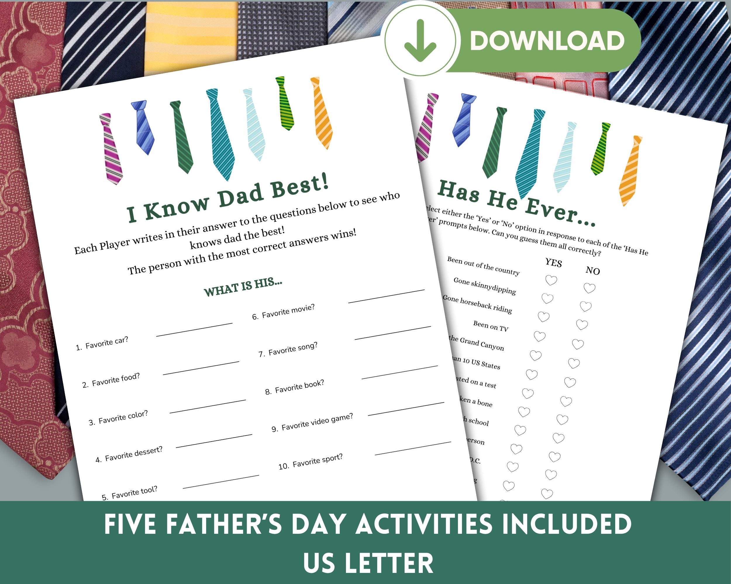 Father's Day Activity Bundle | Father’s Day Games & Answers: Trivia ...