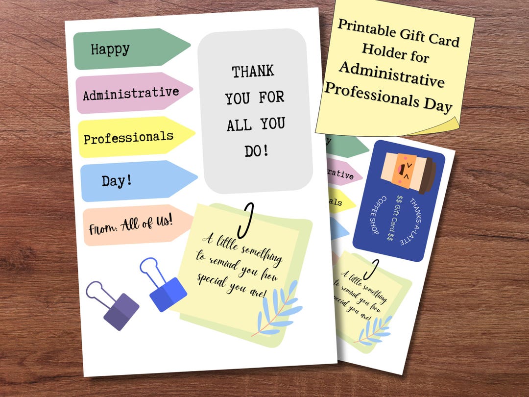 Administrative Professionals Day Gift Card Holder (printable PDF ...