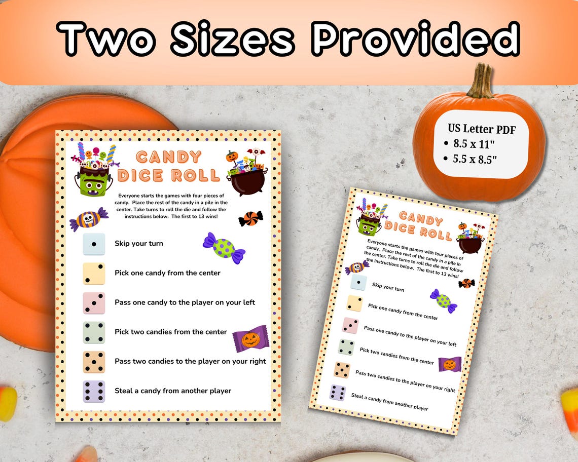 Halloween Candy Dice Game Printable: Spooky Party Activity (PDF ...