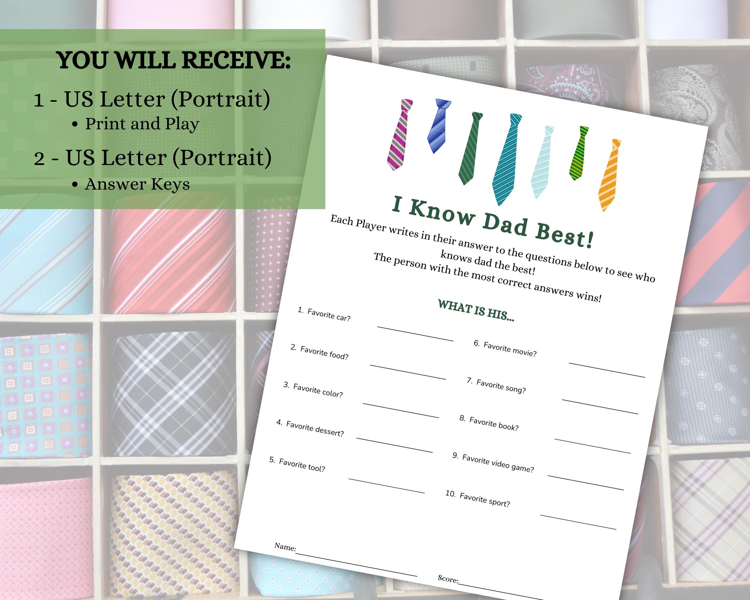 Father's Day Activity Bundle | Father’s Day Games & Answers: Trivia ...