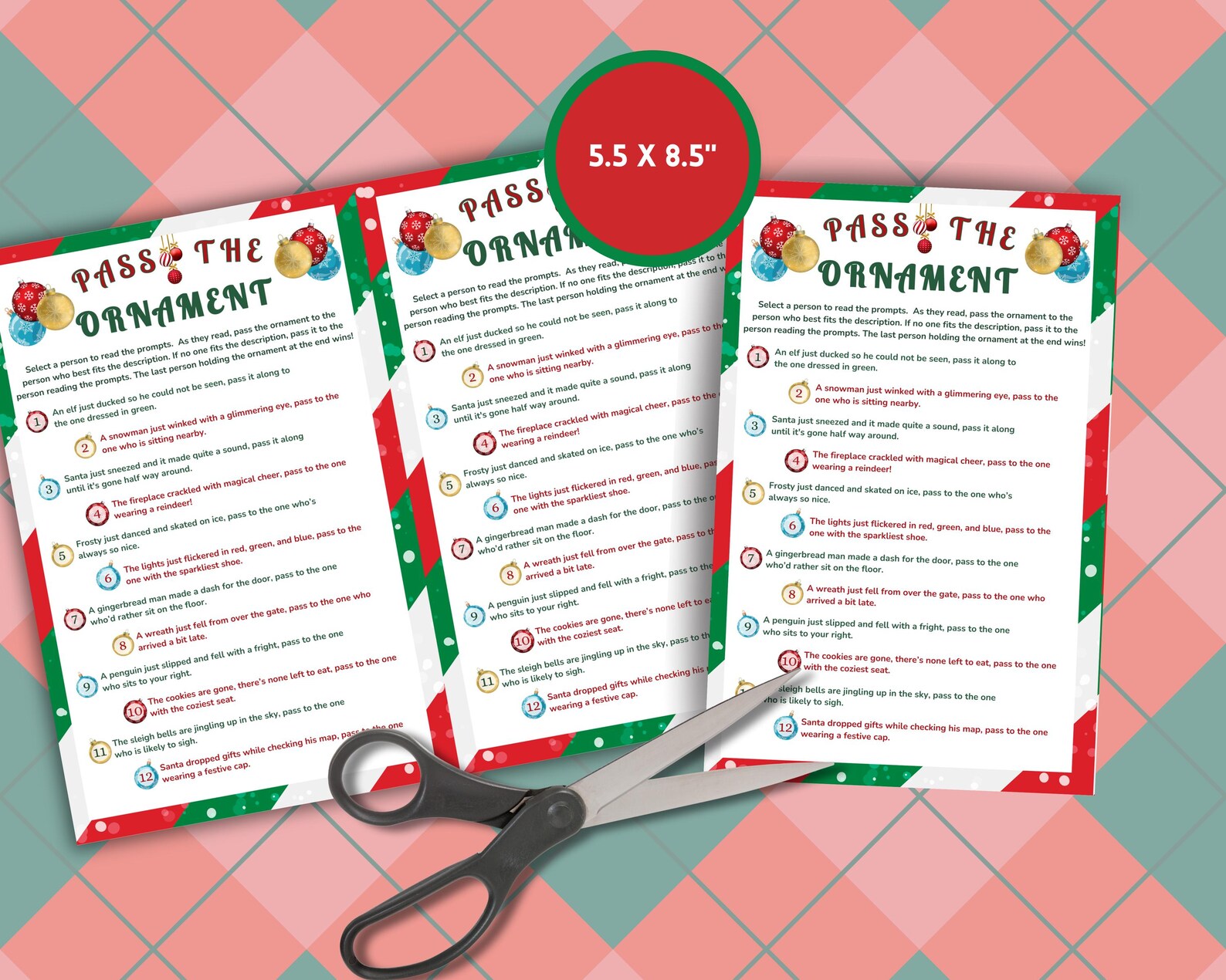 Pass the Ornament Christmas Game: Rhyming Party Activity (printable PDF ...