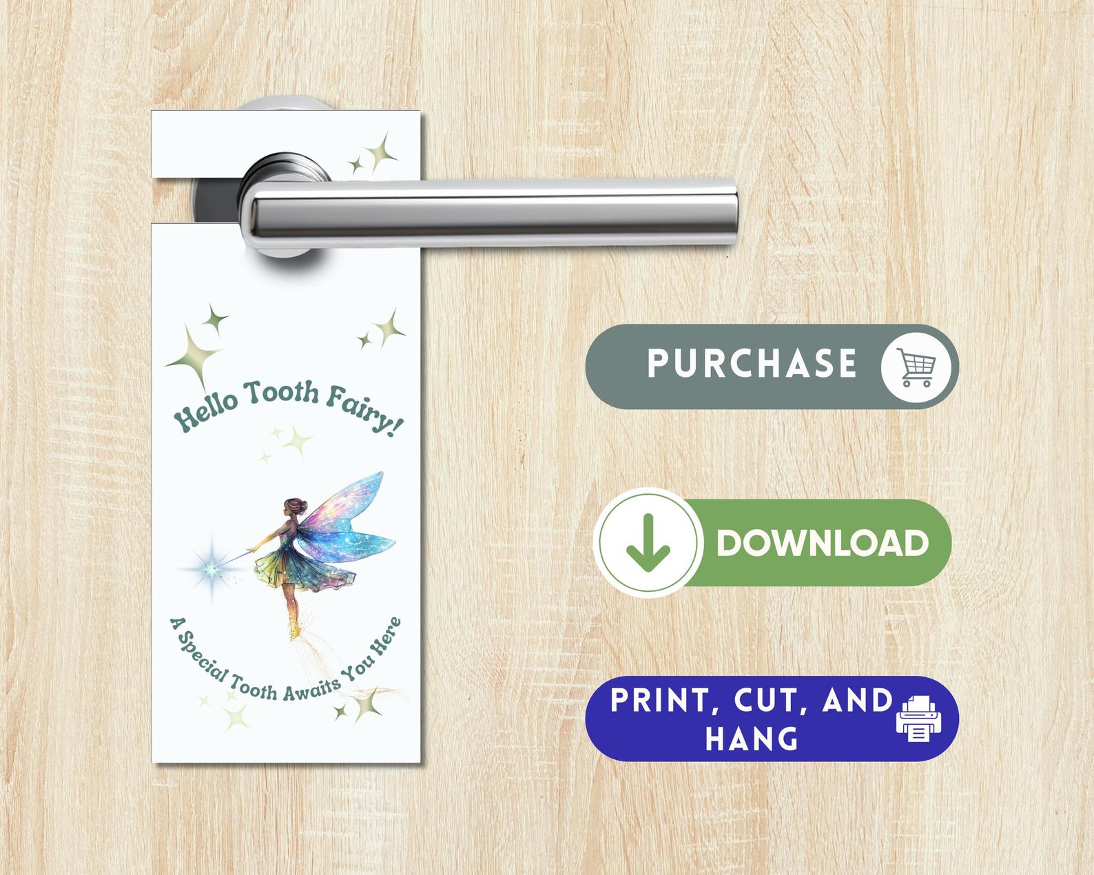 Printable Tooth Fairy Door Hanger Set | Matching Tooth Fairy Set ...