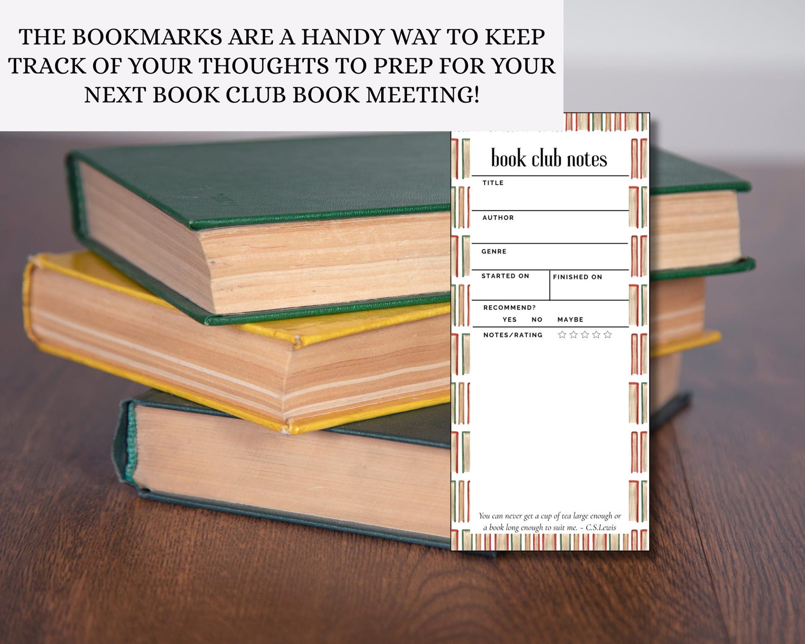 Printable Book Club Bookmark Set: Reading Journal, Book Review (PDF ...