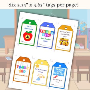 Teacher Appreciation Gift Tags: Printable Thank You Notes (PDF) - Etsy