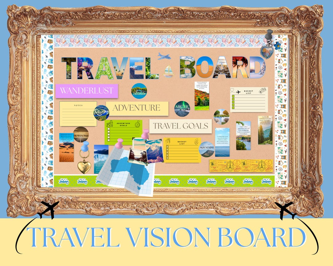 Travel Vision Board Kit Printable: Journey Manifestation, Destinations ...