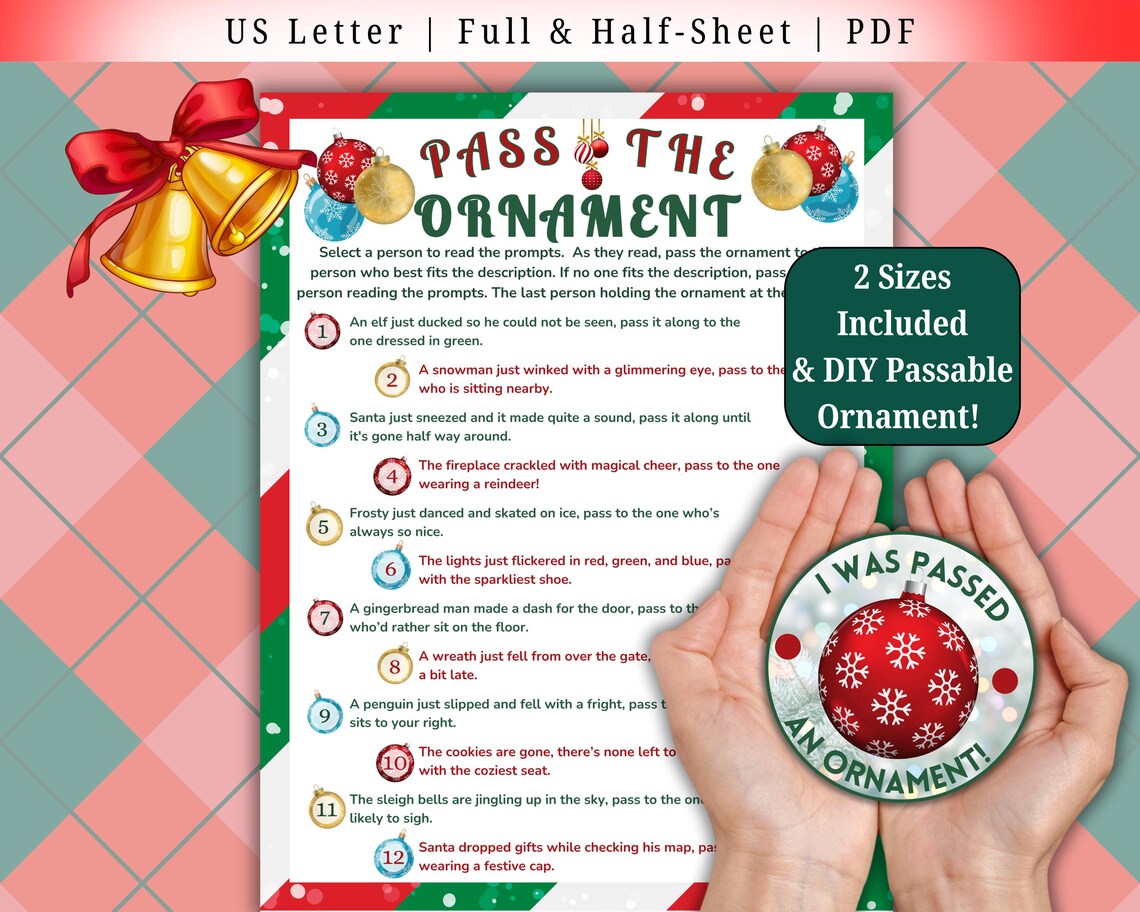 Pass the Ornament Christmas Game: Rhyming Party Activity (printable PDF ...