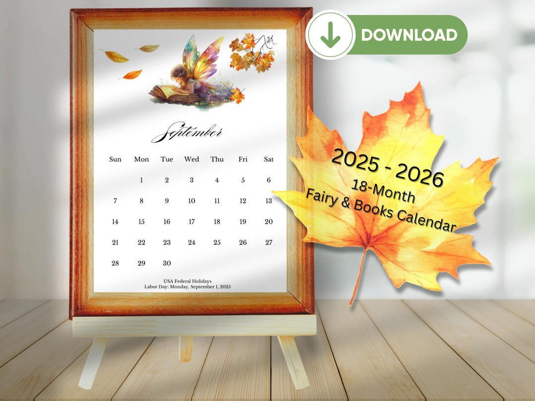 18-month July 2025 - 2026 Printable Book Fairy Calendar, Printable ...