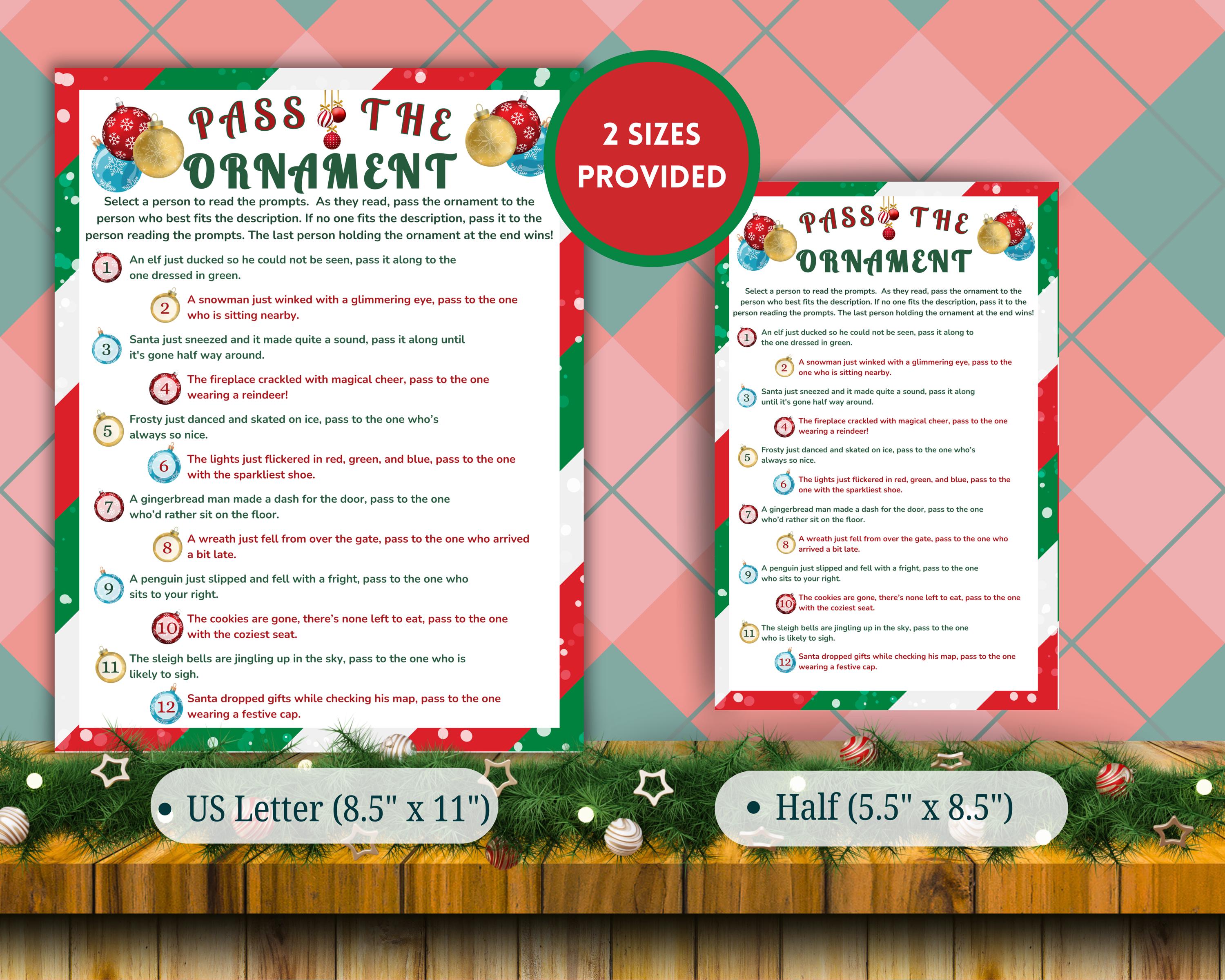 Pass the Ornament Christmas Game: Rhyming Party Activity (printable PDF ...