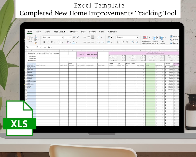 Home Improvement Tracker Excel Template: Renovation Cost Log (digital ...