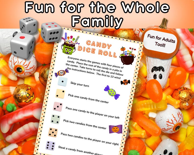 Halloween Candy Dice Game Printable: Spooky Party Activity (PDF ...