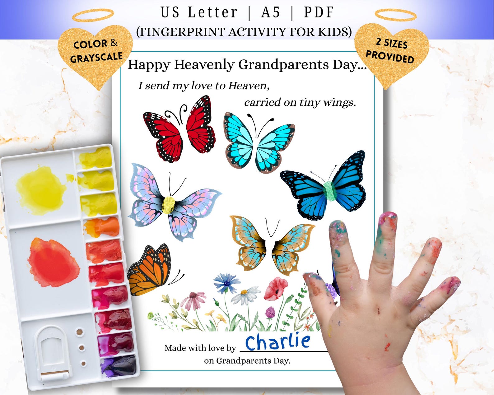 Heavenly Grandparents Day Fingerprint Keepsake, Memorial Craft (PDF) - Etsy