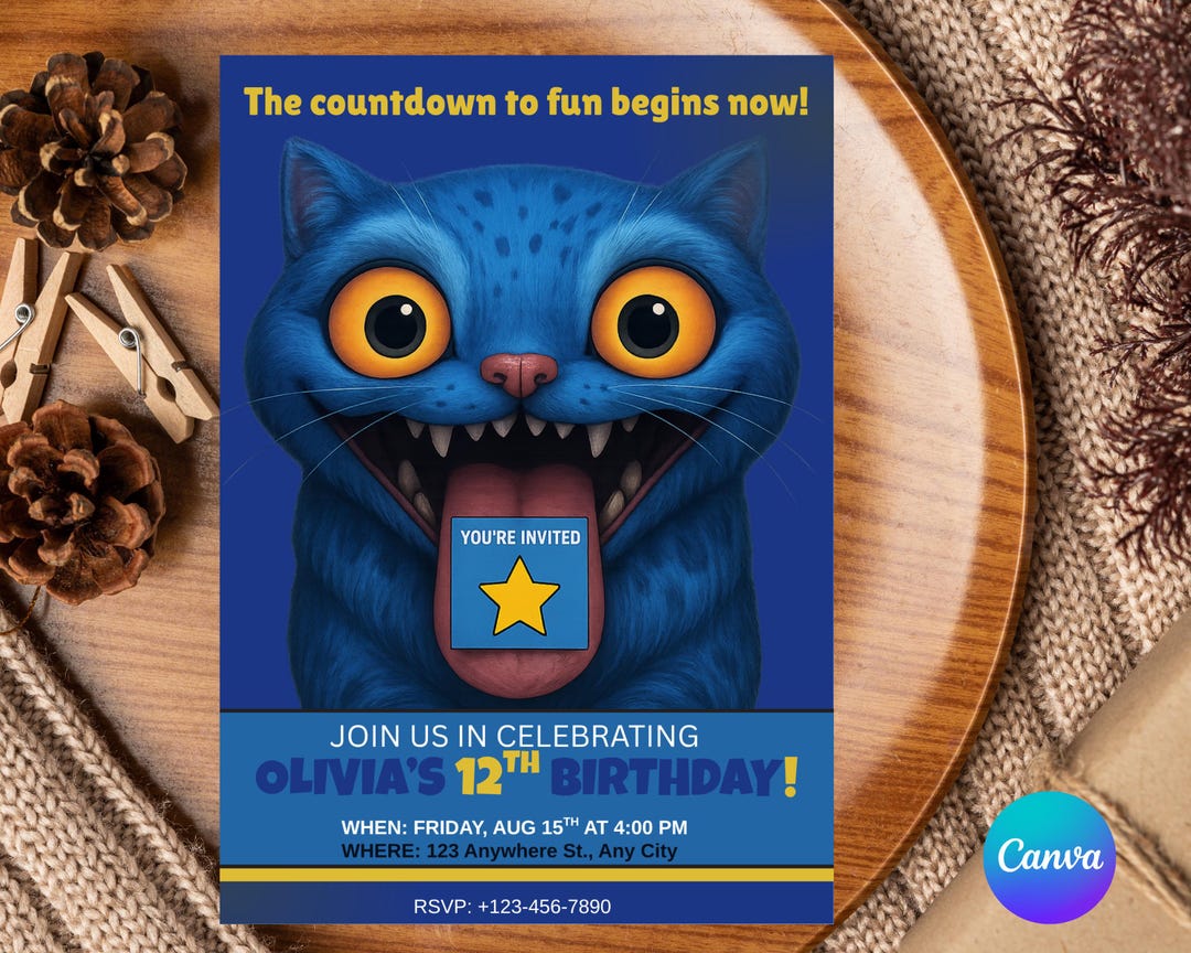 Derpy the Tiger Inspired Birthday Invitation for a K-pop Demon Hunters ...