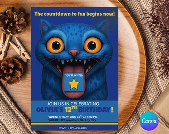 Derpy the Tiger Inspired Birthday Invitation for a K-pop Demon Hunters ...